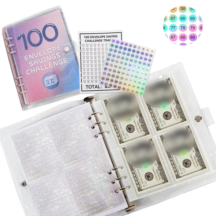 Savings Tracker Binder Envelope Binder Savings Challenge Sparkling ...