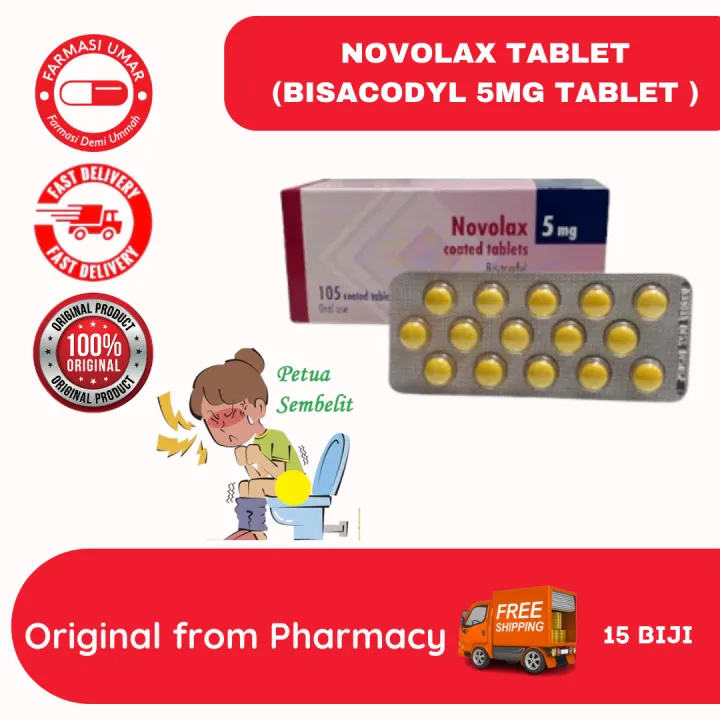 NOVOLAX 5MG TABLET BISACODYL 7 X 15'S (BOX - 105 COATED TABLET ) | Lazada