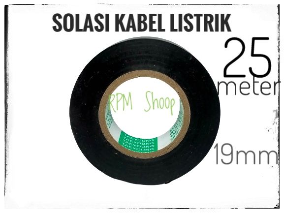 Solasi Kabel Listrik 19mm x 25meter PVC Insulation Tape Isolasi Hitam ...