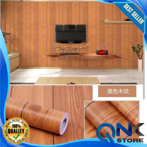 Wallpaper Dingding Motif Kayu 45cm X 10m Rustic Coklat Wallpaper