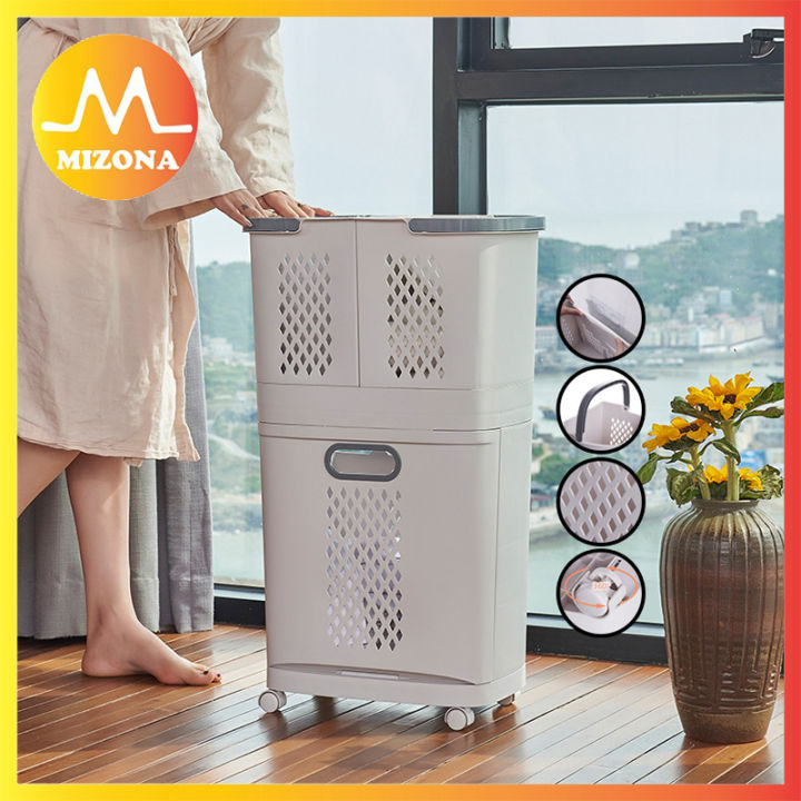 MIZONA Simple Clothes Laundry Basket Bathroom Storage Bucket Rack With ...