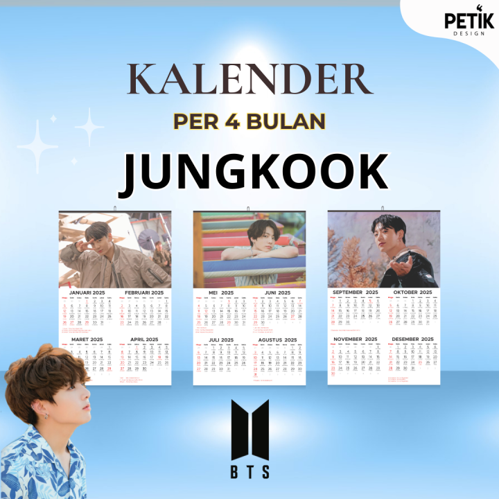 Kalender Dinding Jeon Jung-kook/Jungkook BTS 3 Lembar (per 4 bulan) 2025 Klem | Lazada Indonesia