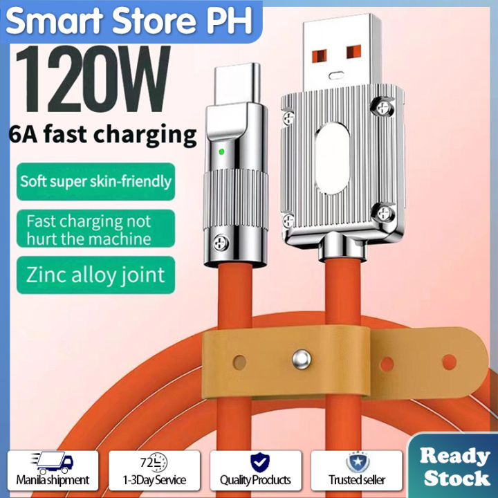 120W 6A Super Fast Charge Type C Liquid Silicone Cable Quick Charge USB ...