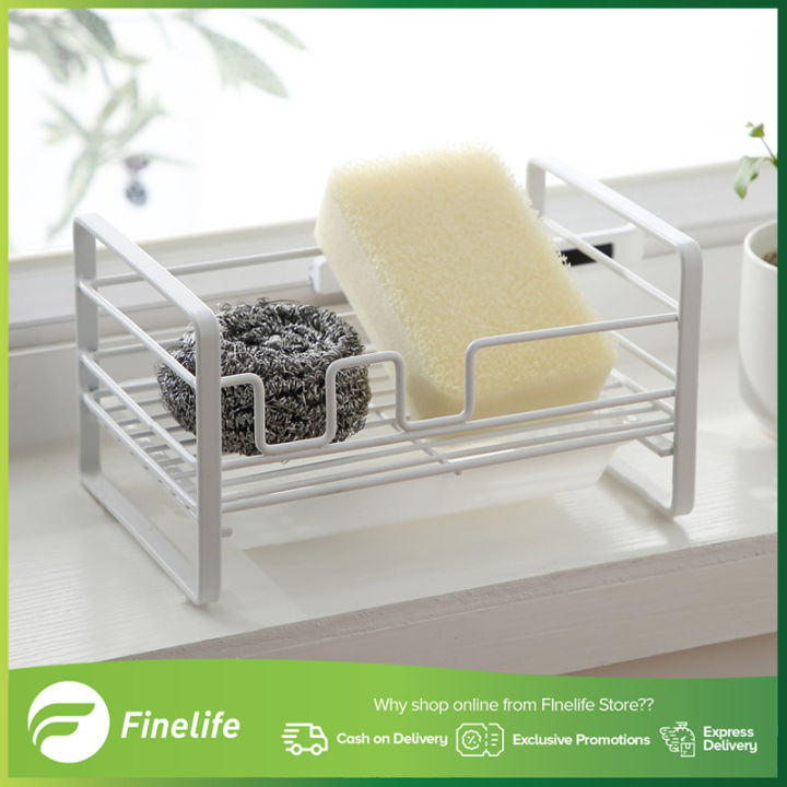 Finelife Kitchen Sponge Rack Storage Rack Wrought Iron Sponge Drain ...