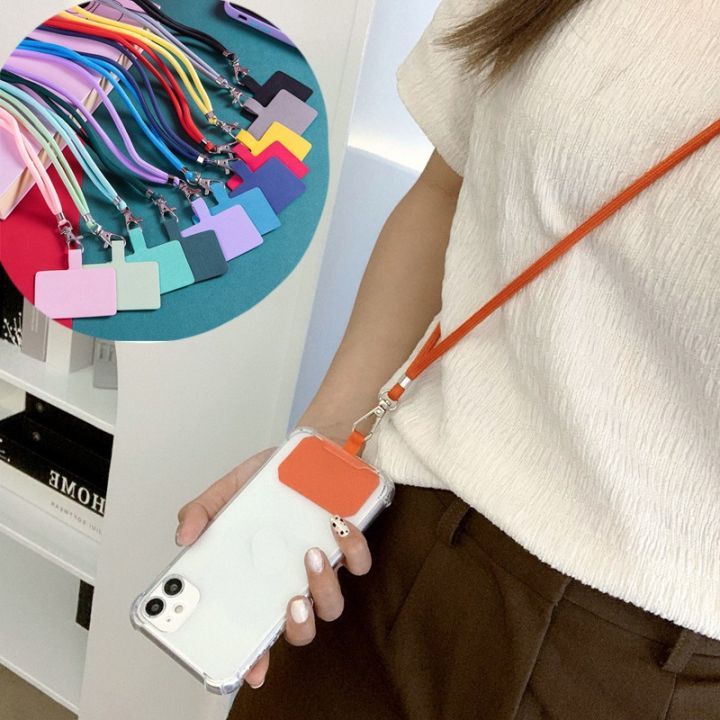 【7 color / 1.5meter 】Universal Crossbody Nylon Patch Phone Lanyards ...