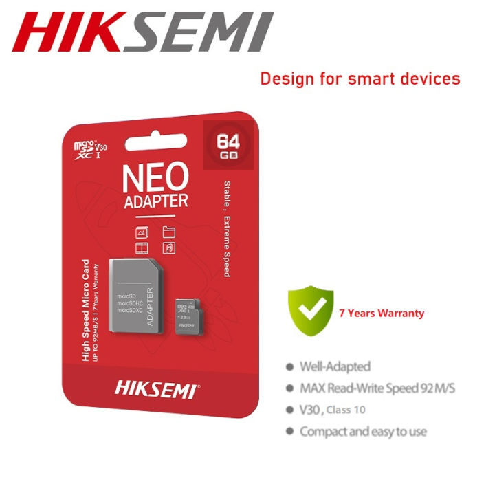 Hiksemi Micro SD Card 64GB/128GB For HIGH SPEED CCTV DASHCAM V30 Class 10 HS-TF-C1 with 7 Years ...