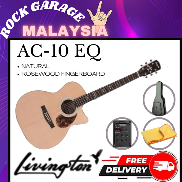 Livingston AC-10 EQ Grand Auditorium 41" Full Solid Acoustic Guitar ...