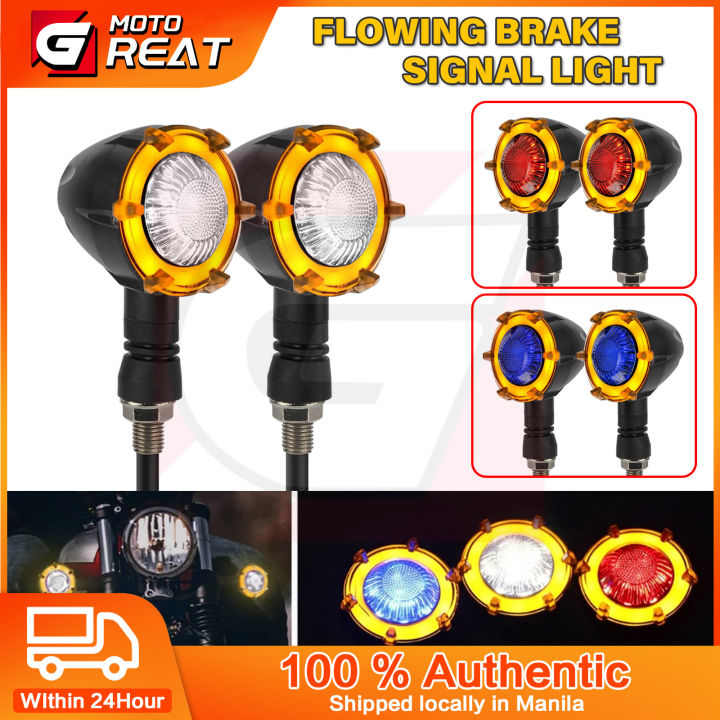 4PCS motorcycle Turn Signal Light Flowing water signal light brake ...