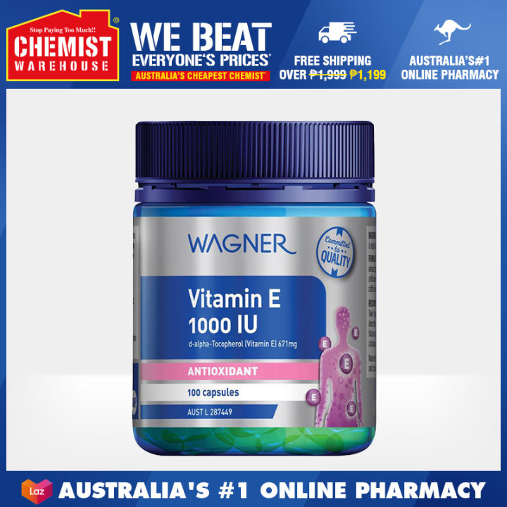 Wagner Vitamin E 1000IU 100 Capsules Supports Cardiovascular & Immune ...