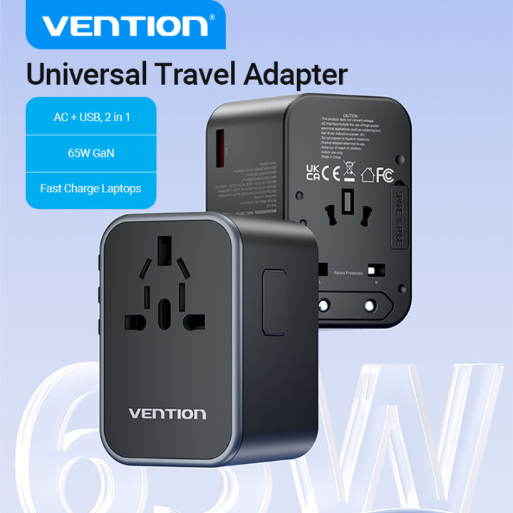 Vention 65W GaN Global Universal Travel Adapter International Charger ...