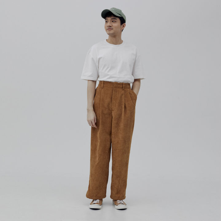 Headboyy - HB Pleat Corduroy Trousers - กางเกงลูกฟูกจีบหน้า - Brown ...
