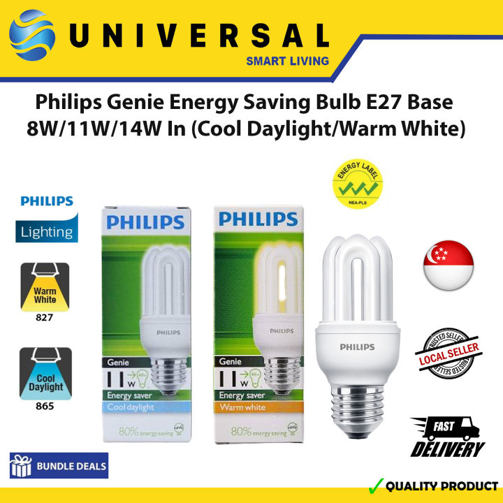 [SG SHOP SELLER] Philips Genie Energy Saving Bulb E27 Base 8W/11W/14W In (Cool Daylight / Warm ...