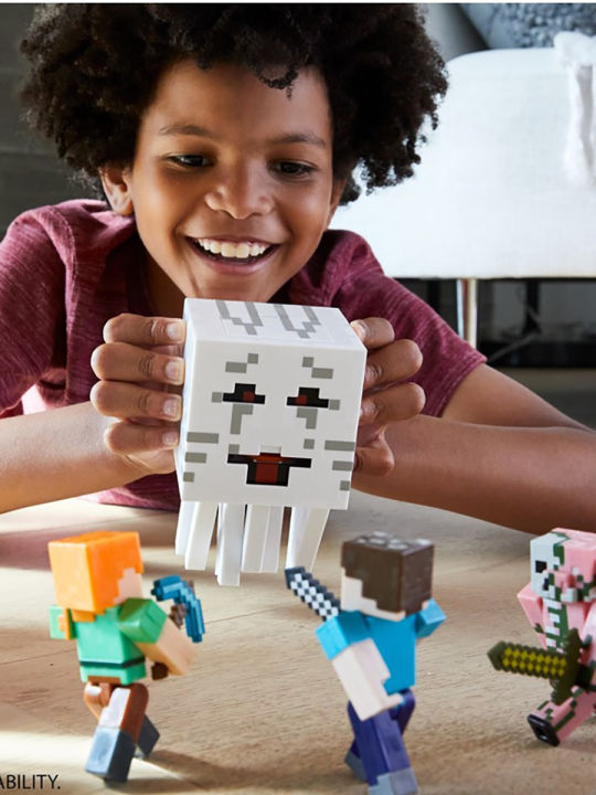 Hot Genuine Mattel Minecraft Ghost Fireball Launcher Steve Pig Man ...