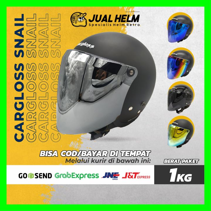 Helm Cargloss Retro CFM + Kaca Visor Snail Flat | Bogo | Jual Helm ...