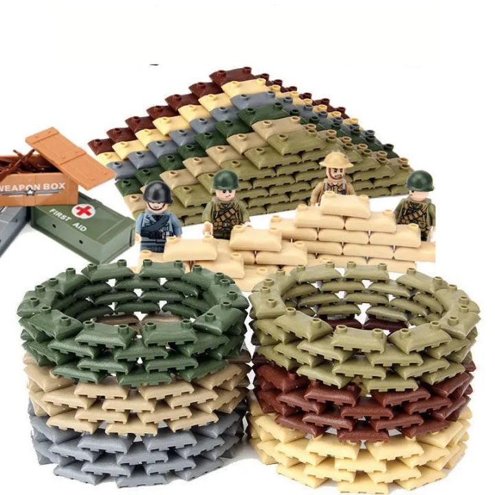 60pcs MOC Military Sandbag Building Blocks Compatible WW2 Soldiers ...