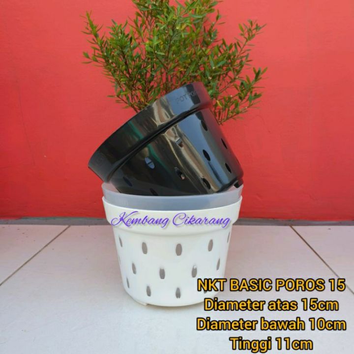 (1pc) NKT POROS BASIC 15 (15cm) BANYAK LUBANG : pot bunga basic polos ...