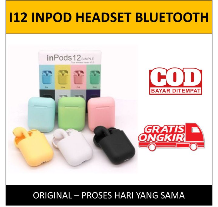Headset Bluetooth i12 Inpod TWS Macaron Earbuds Earphone Headphone ...
