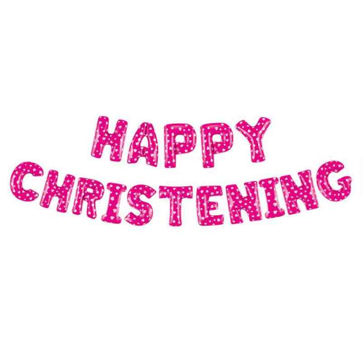 16 inches Colour Pink and Blue happy christening letters aluminum foil ...