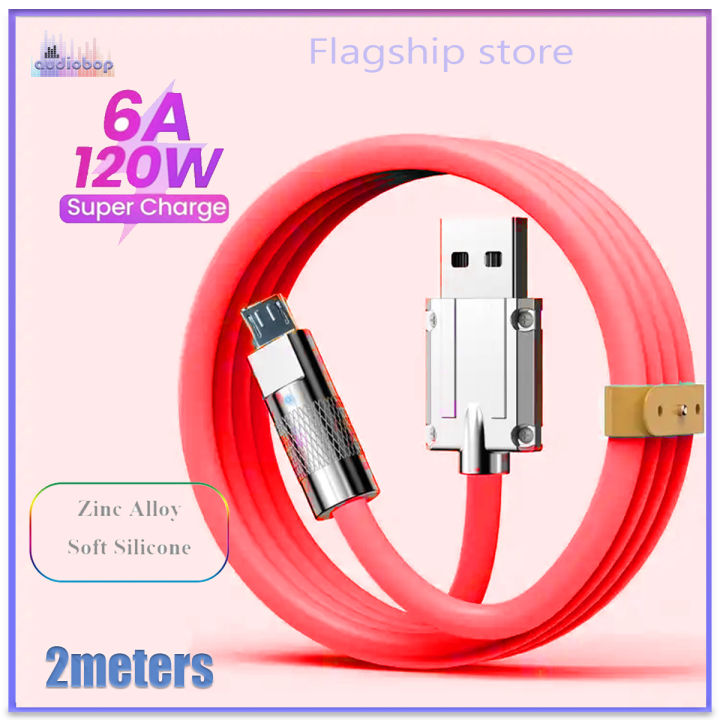 2meters 120W 6A Super Fast Android Charger Zinc Alloy Liquid Silicone ...