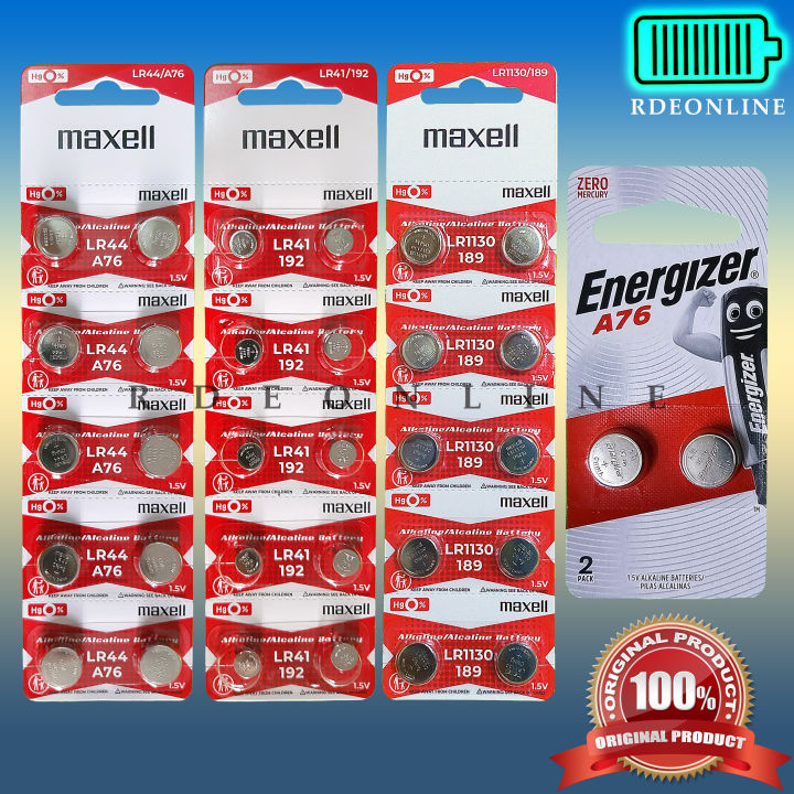 MAXELL / ENERGIZER LR44 A76 AG13 / LR41 192 AG3 / LR1130 189 AG10 ALKALINE BATTERY | Lazada PH