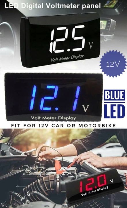 12V Car Battery Volt Meter Car Motorcycle Digital Blue LED Display ...