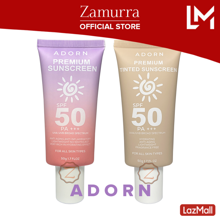 Adorn Premium Sunscreen SPF50 PA+++ Light Weight No White Cast Anti ...