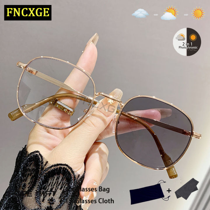 FNCXGE Ống kính có thể tháo rờiđổi màu Cận thị mắt kính -50~-400 Cho màu nữ chữ nhật gọng Ống ...