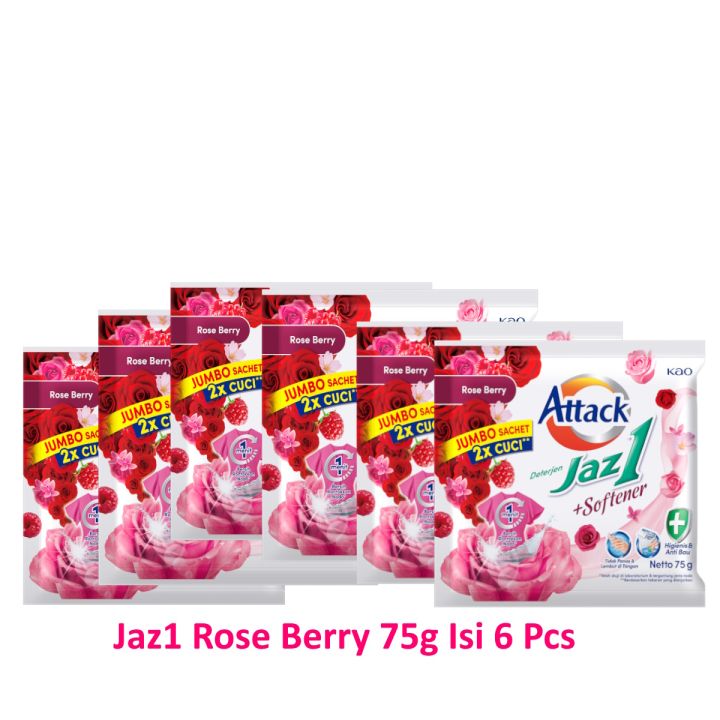 Jaz1 Attack Plus Softener Rose Berry Deterjen Bubuk 6 Sachet 75gr ...