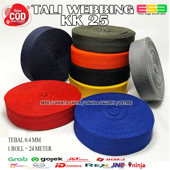 Tali webbing warna warni / Tali Webing 2.5 cm Tebal Kuat/ Tali Sling ...