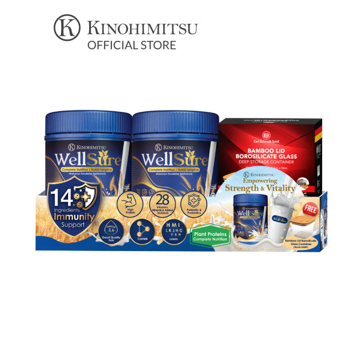 Kinohimitsu Wellsure 850g x2 FREE Bamboo Lid Borossilicate Glass ...