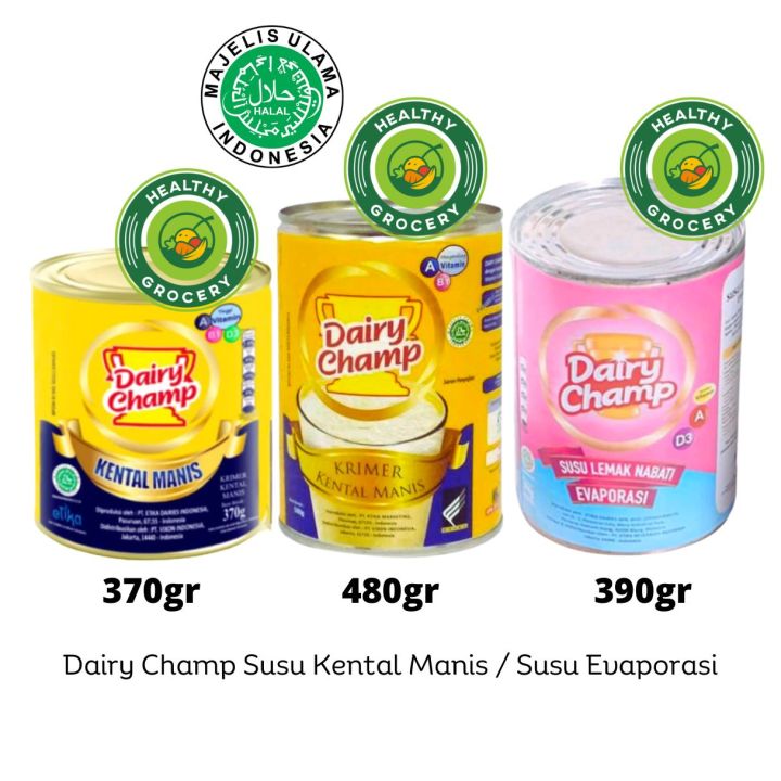 Dairy Champ Susu Kental Manis 370gr / 480gr / Susu Evaporasi 390gr ...