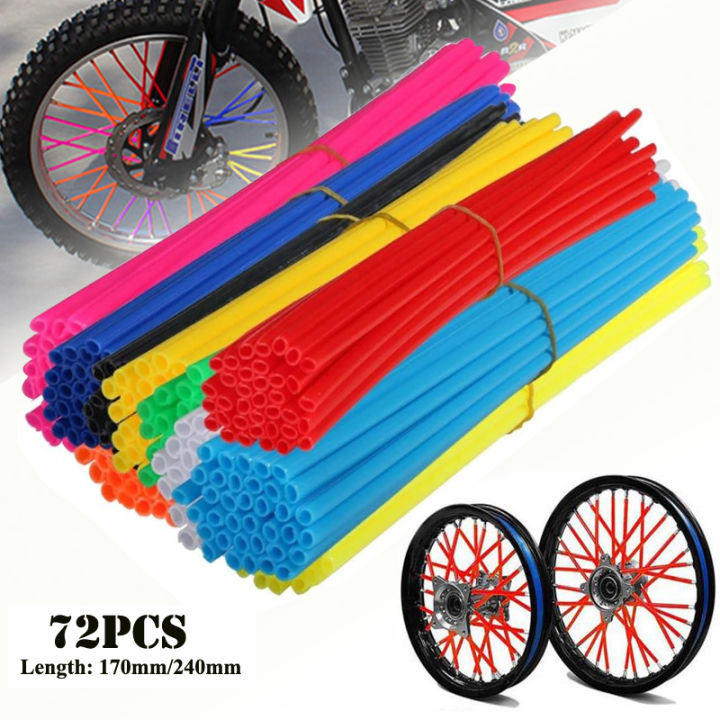 Hot 72Pcs Motorcycle Wheel Spoked Protector Wraps Rims Skin Trim Covers ...