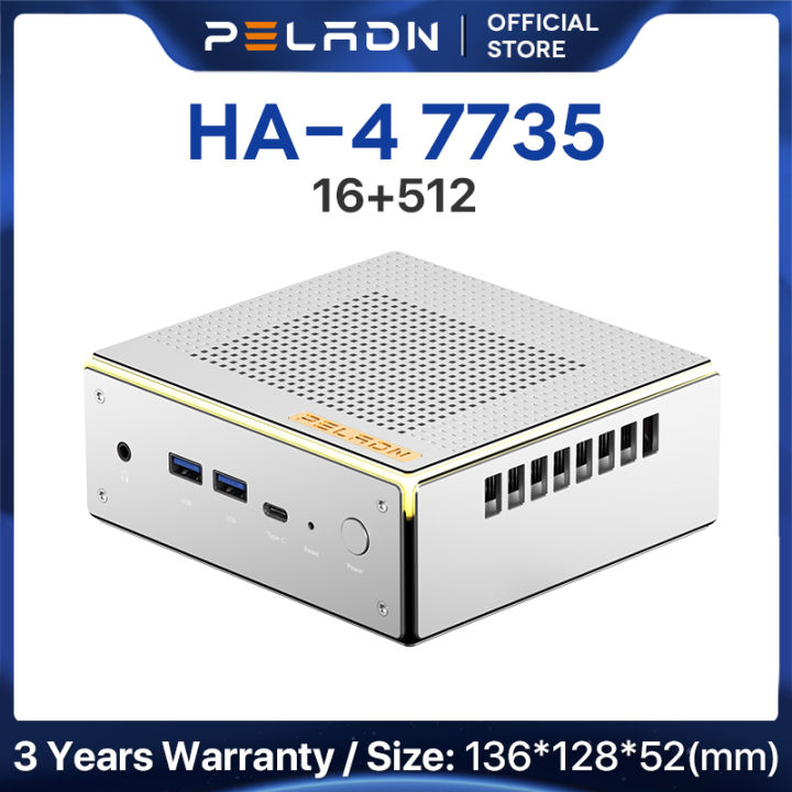 Peladn Desktop Mini PC HA-4 AMD Ryzen 7 7735HS/7840HS(8C/16T, Up to 4 ...