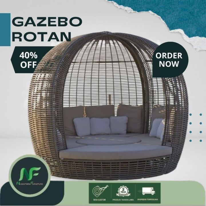 GAZEBO ROTAN/ SOFA OUTDOOR / SOFA KOLAM RENANG / DAYBED | Lazada Indonesia