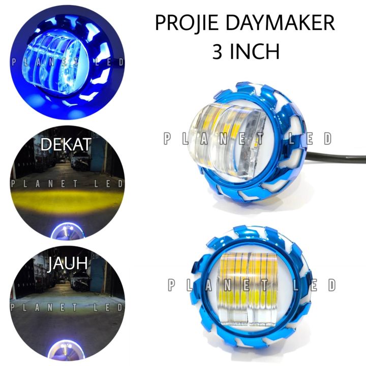 Lampu Tembak LED Projie Laser 3inc Ring Biru High Low Cut OFF | Lazada ...