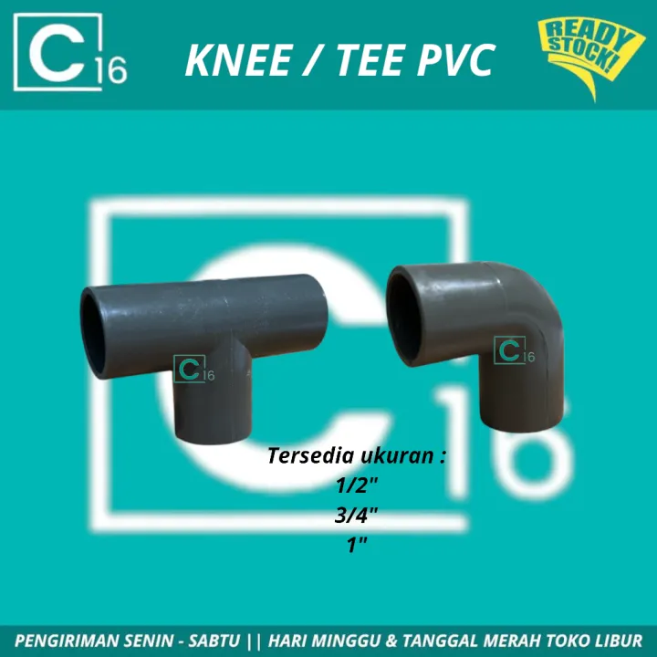 Sambungan Pipa PVC Tee Sambungan T Knee PVC Fitting Pipa Elbow L Knie ...