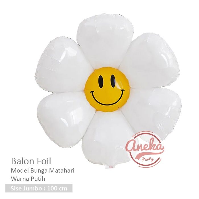 Balon Foil Bunga daisy jumbo putih / Balon Bunga matahari / Sunflower ...