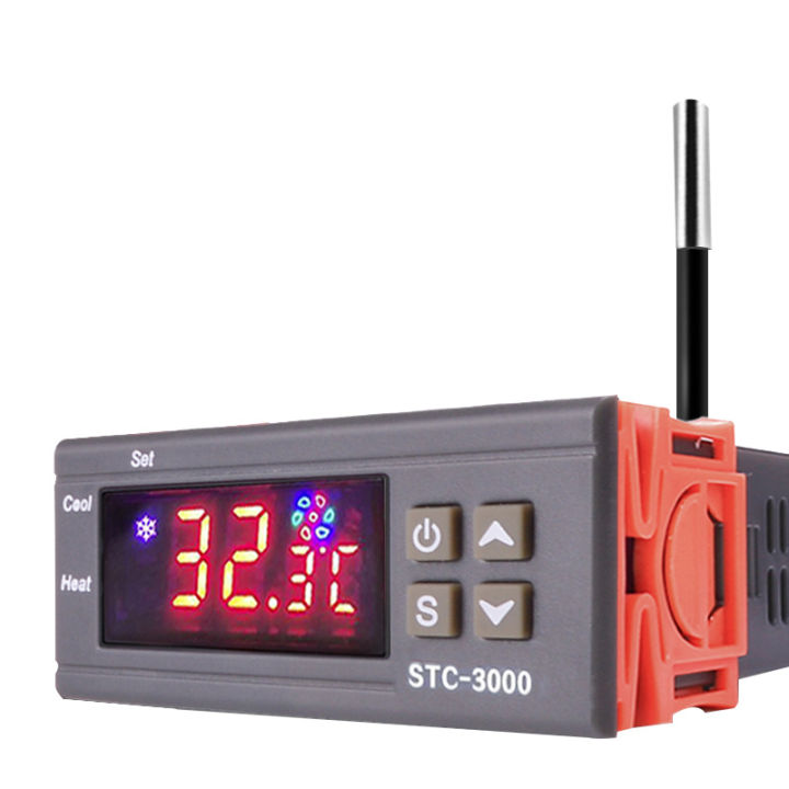 Digital Temperature Controller STC-3000 Thermostat Thermoregulator incubator Relay LED 10A ...