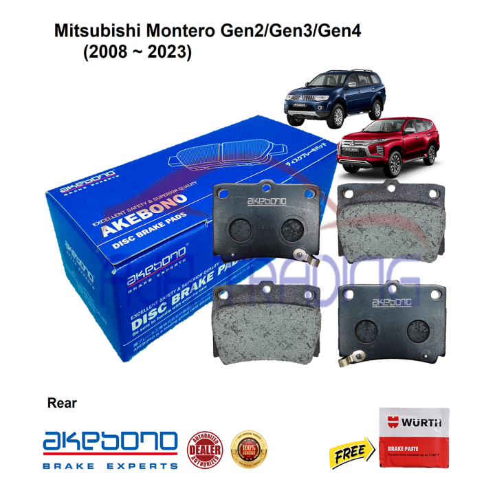 Genuine Akebono Rear Brake Pads for Mitsubishi Montero Gen2/Gen3 (2008 ...
