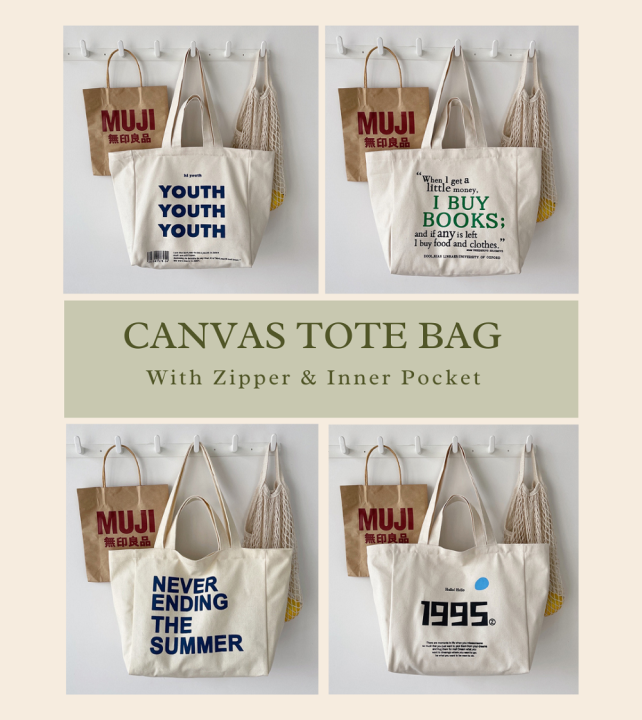 Ins Large Capacity Canvas Tote Bag Minimalist 2 Ways Shopper Bag High ...