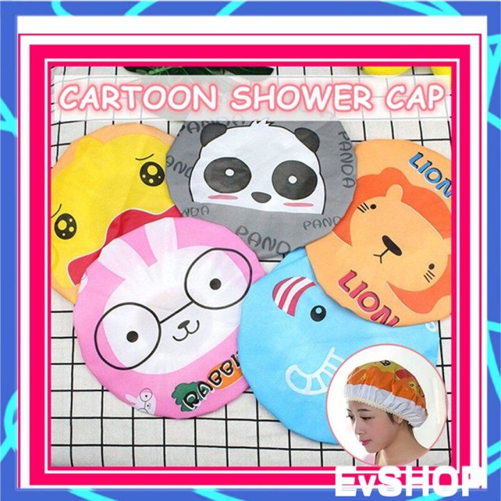 Cute Shower Cap Cartoon Reusable PVC Bath Salon Waterproof Hair Cover ...