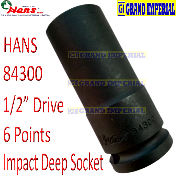 Hans Impact Deep Socket Wrench 1/2" Drive 6 Points 84300 Choices Size 8mm to 46mm Grand Imperial ...