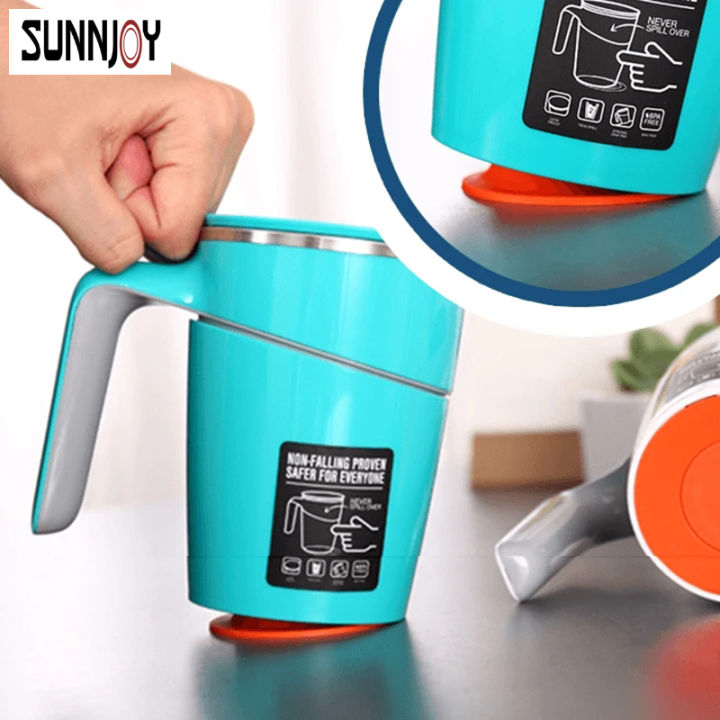 Anti-Spill Suction Mug with 360 Swivel Handle Vacuum Bottom Design ...