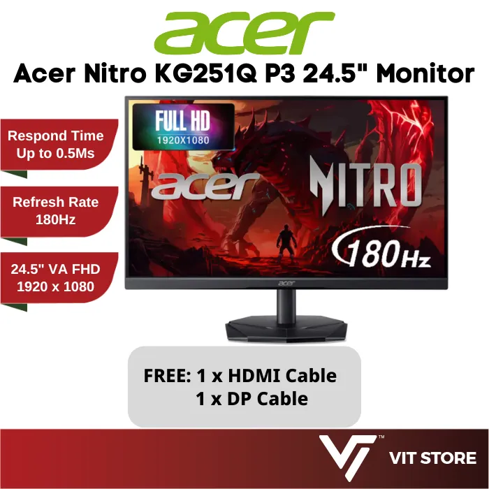 ACER NITRO KG251Q P3 / KG251QP3 24.5" GAMING MONITOR (VA FHD /0.5MS ...