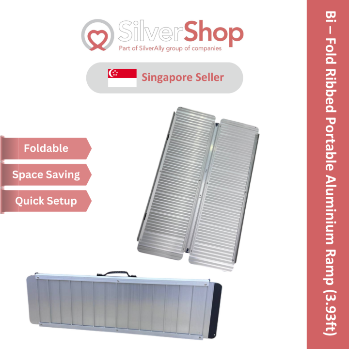 Bi-Fold Wheelchair Ramp 3.93ft Foldable, Lightweight, Non-Slip Surface ...