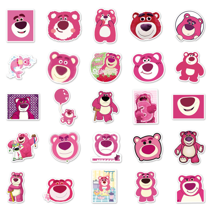 50ชิ้นน่ารักน่ารักสตรอเบอร์รี่หมี Lotso การ์ตูนแฟชั่นหมวกกันน็อค ...