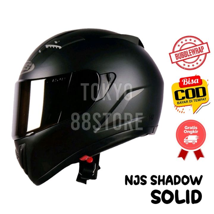 Helm NJS Shadow Solid | Full Face Double Visor | Lazada Indonesia