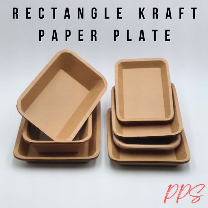 20pcs - Rectangle Paper Plate Kraft | Lazada PH