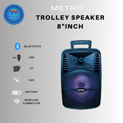 METRO AUDIO TROLLEY SPEAKER 8" INCH MA-908 | Lazada PH
