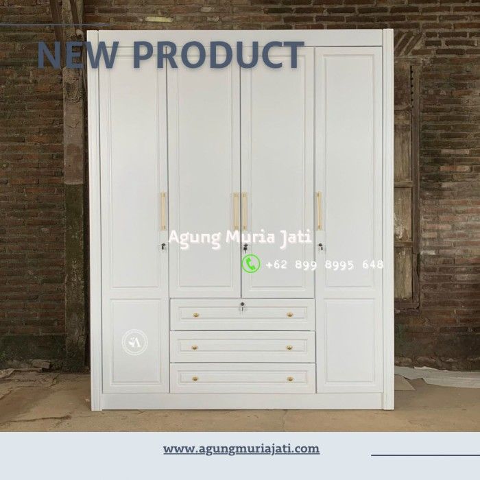 Almari Minimalis 4 Pintu Custom Duco Putih | Lazada Indonesia